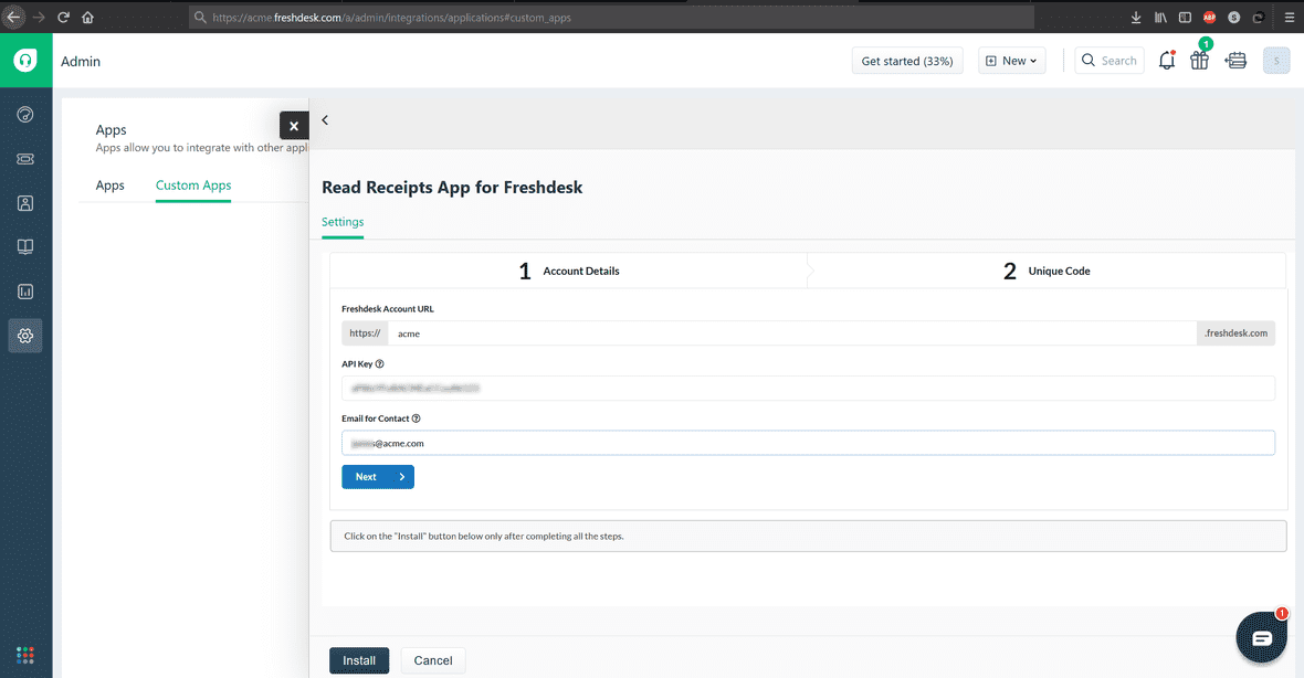 Freshdesk Installation Procedure | ReadReceipts App Help Center
